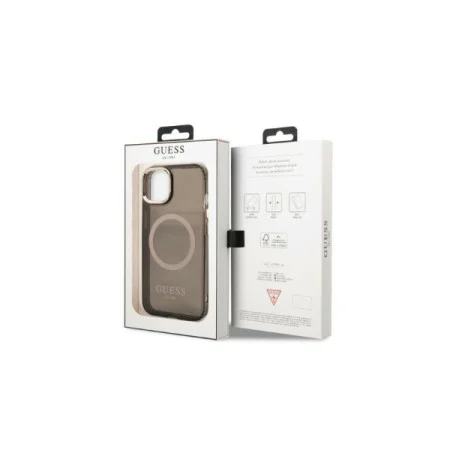 Guess Futrola za iPhone 13 Black Gold Outline Translucent MagSafe ( GSM168206 )