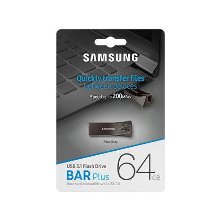 Samsung 64GB USB flash drive, USB 3.1, BAR plus black ( MUF-64BE4/APC )