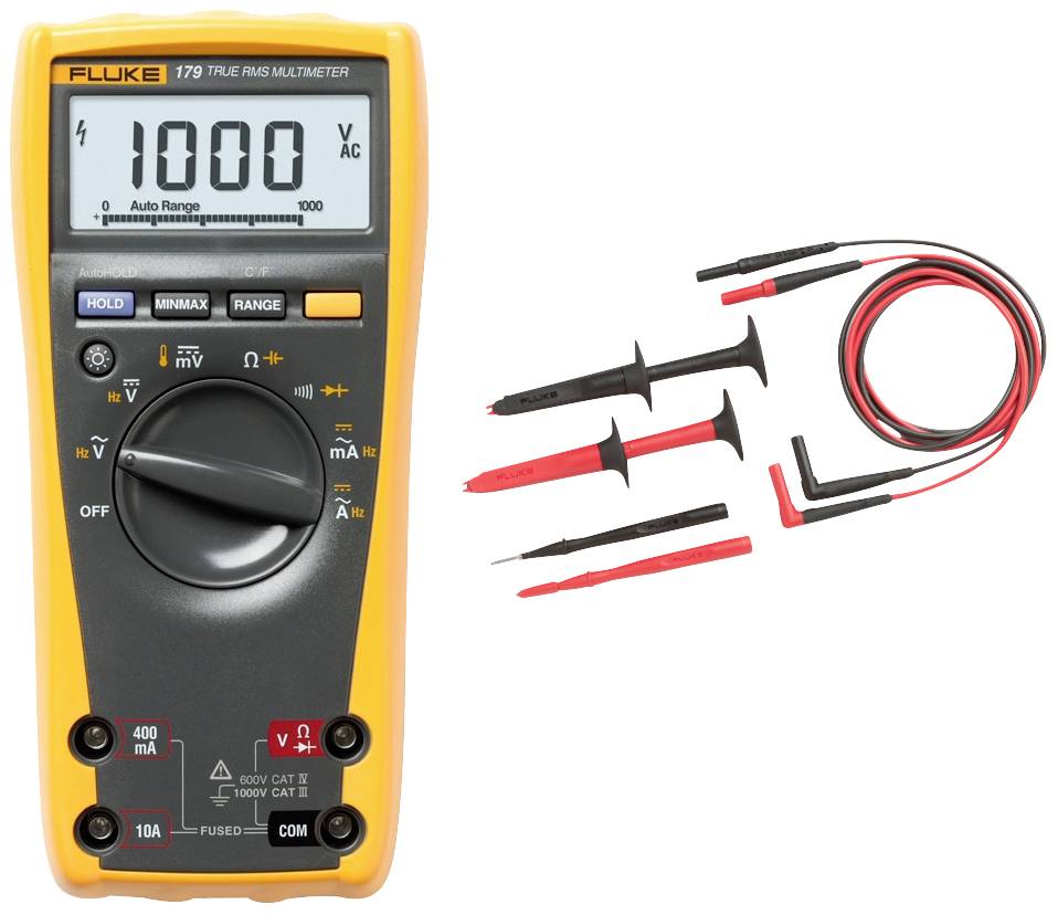 Fluke FLK-179/TL-223 komplet: ručni multimetar i merni kablovi True RMS, CAT III 1000 V, CAT IV 600 V