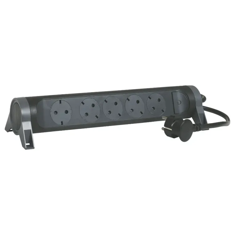 LEGRAND 5xSchuko Black Rotirajući produžni kabl sa držačima za fiksiranje 1.5m
