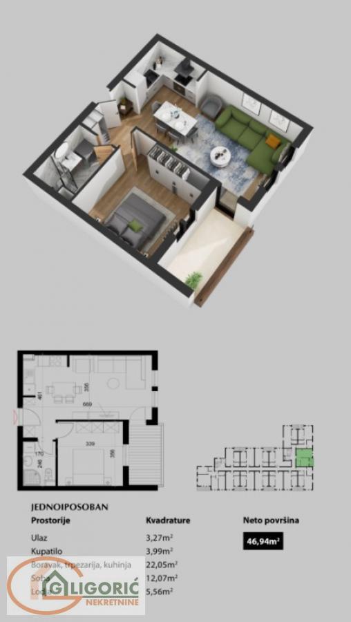 Jednoiposoban stan na prodaju, 47m2, 188.000€