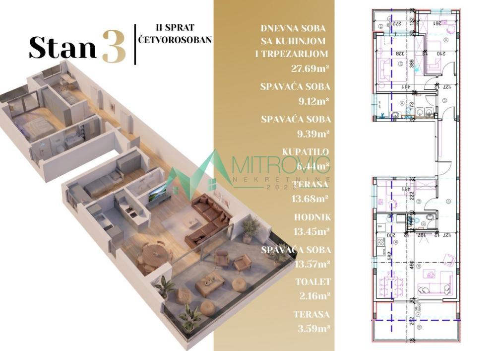 Četvorosoban stan na prodaju, 97m2, 203.600€
