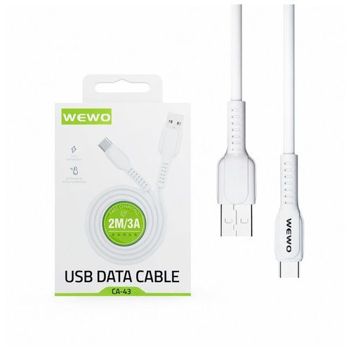 WEWO CA-43 Fast kabl USB na Type-C, 3 A, 2 m, beli