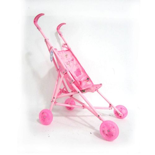 HK Mini kolica za lutku, roze sa cvetnim dezenom