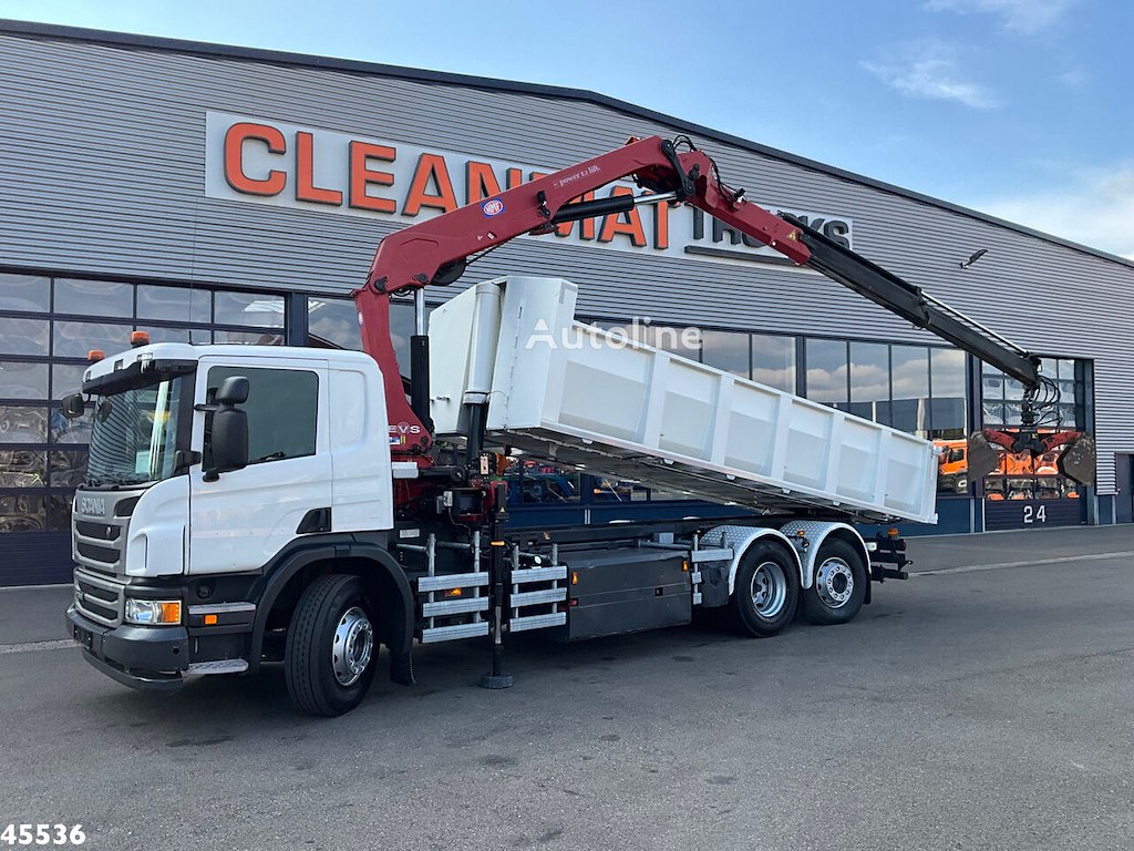 Scania P 340 Euro 6 CNG HMF 25 Tonmeter laadkraan kiper