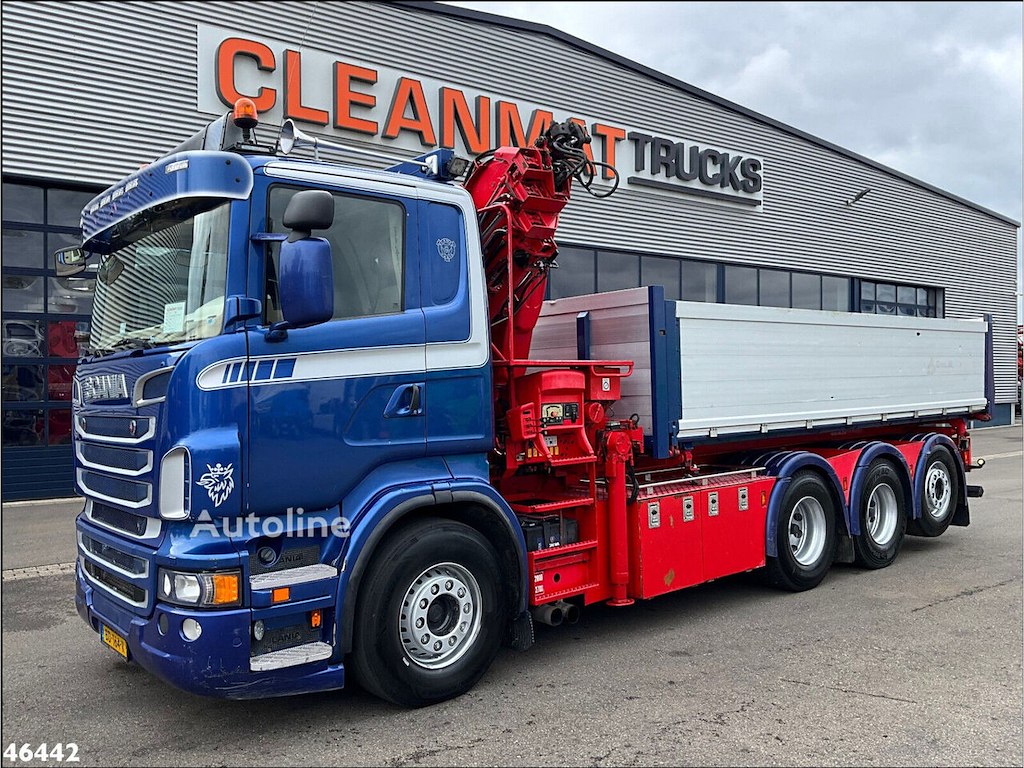 Scania R 560 V8 8x4 Retarder Hiab 24 Tonmeter laadkraan kamion s ravnom platformom
