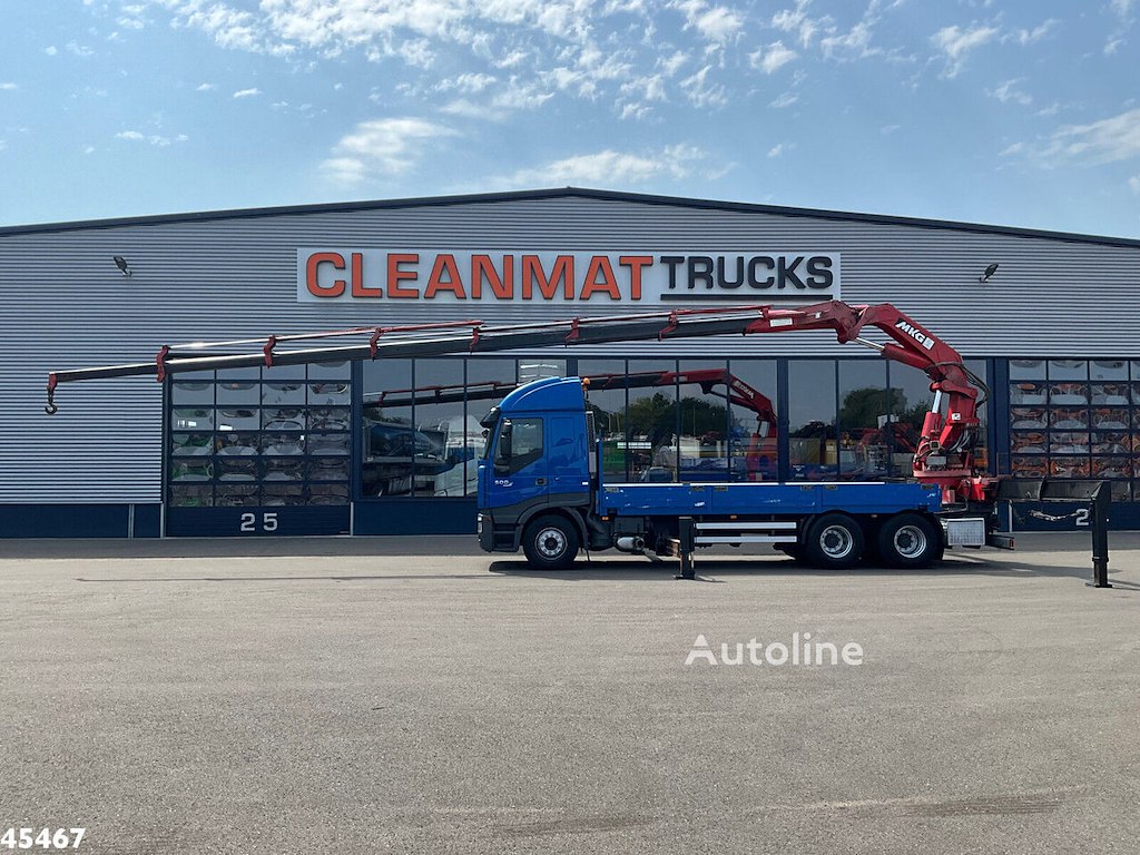 IVECO Stralis 500 6x4 MKG 54 Tonmeter laadkraan kamion s ravnom platformom