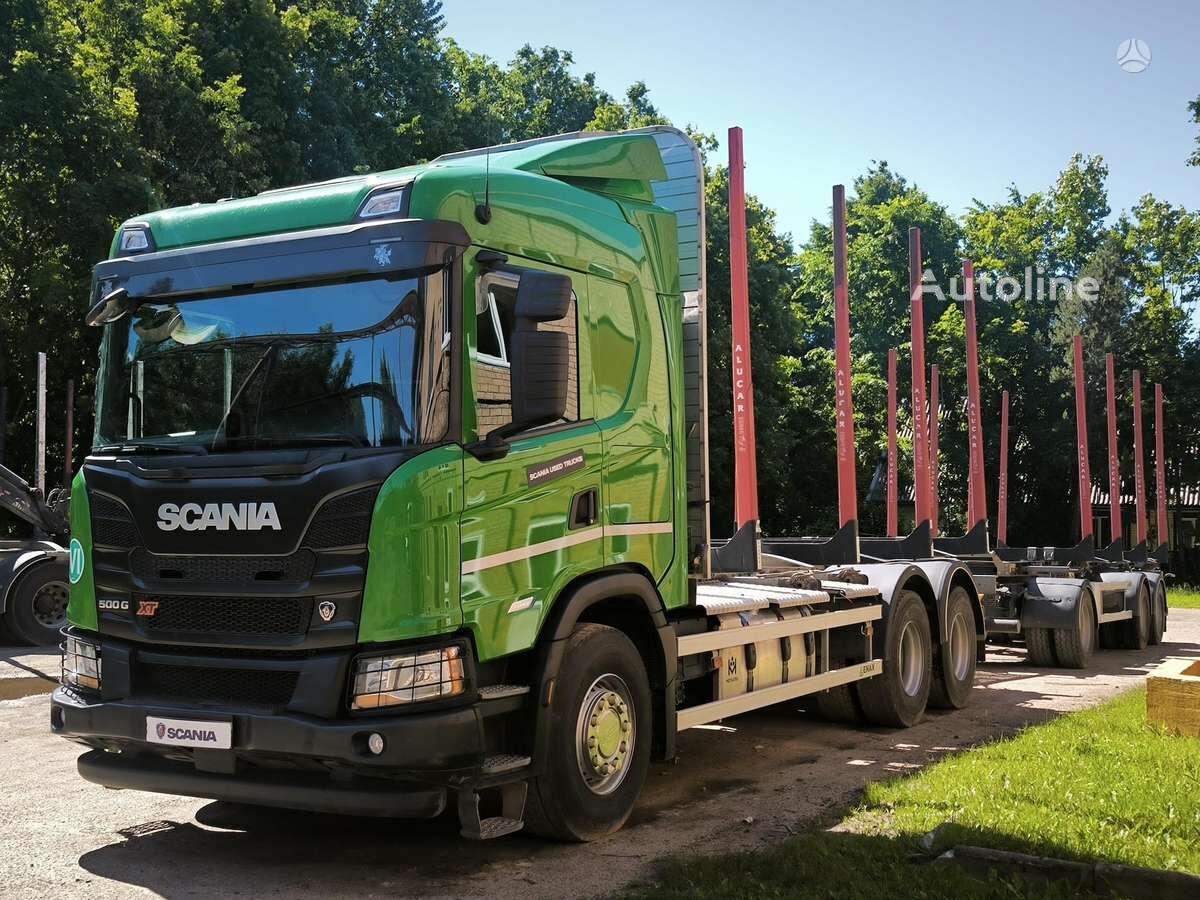 Scania G500 kamion za prevoz drva + šumarska prikolica