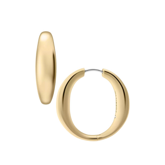 Fossil JF05003710 minđuše alke Ellis Domed Collection Large Gold Tone Stainless Steel High-Shine 28mm