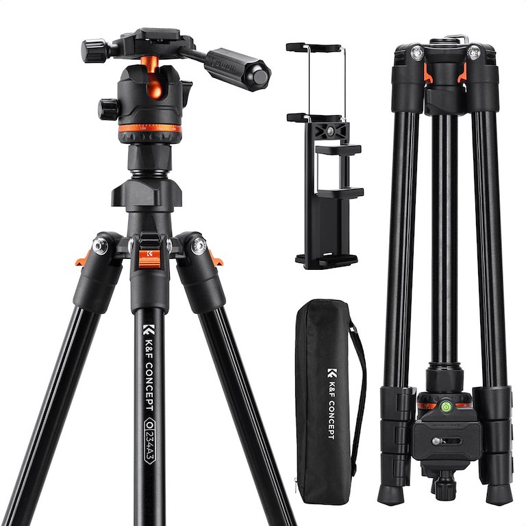 K&F Concept Aluminum Travel Camera Tripod with Arca Ball Head KF09.179