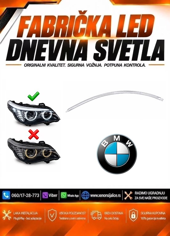 LED DNEVNO SVETLO FABRICKI MODEL U FARU LED OBRVA BMW 5 E60 07-10 XENON