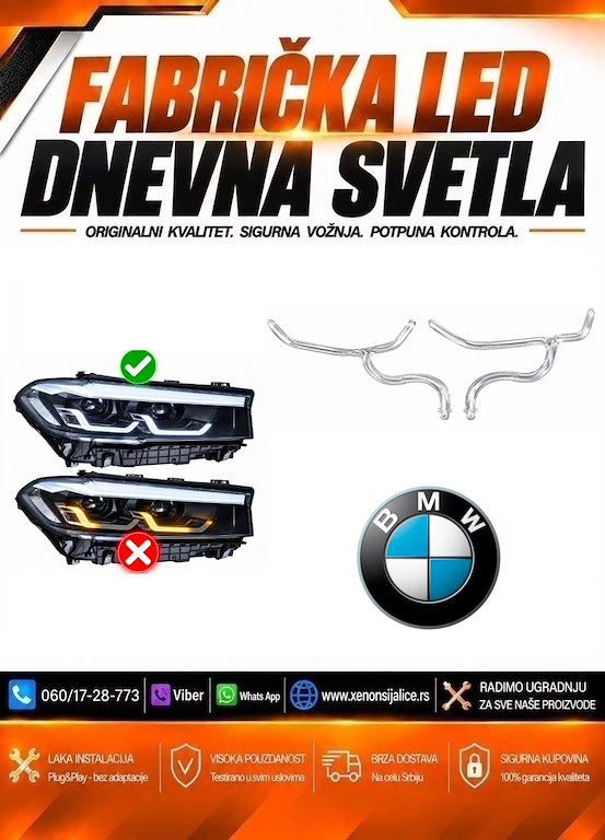 LED DNEVNO SVETLO FABRICKI MODEL U FARU LED PRSTENOVI BMW 5 G30 17-20 LED