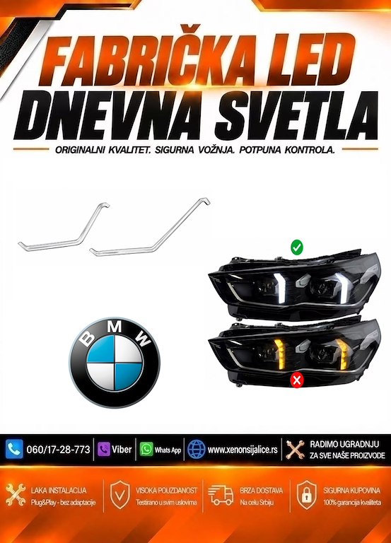 LED DNEVNO SVETLO FABRICKI MODEL U FARU LED PRSTENOVI BMW 5 G60 23-26 LED