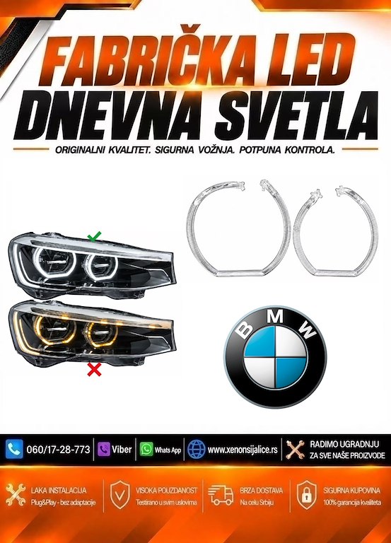 LED DNEVNO SVETLO FABRICKI MODEL U FARU LED PRSTENOVI BMW X4 F26 14-18 LED