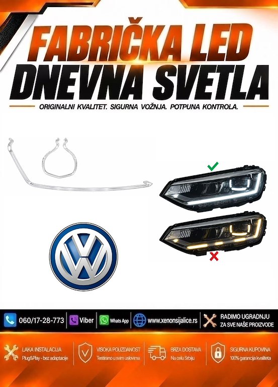 LED DNEVNO SVETLO FABRICKI MODEL U FARU VW TOURAN 16-21 LED