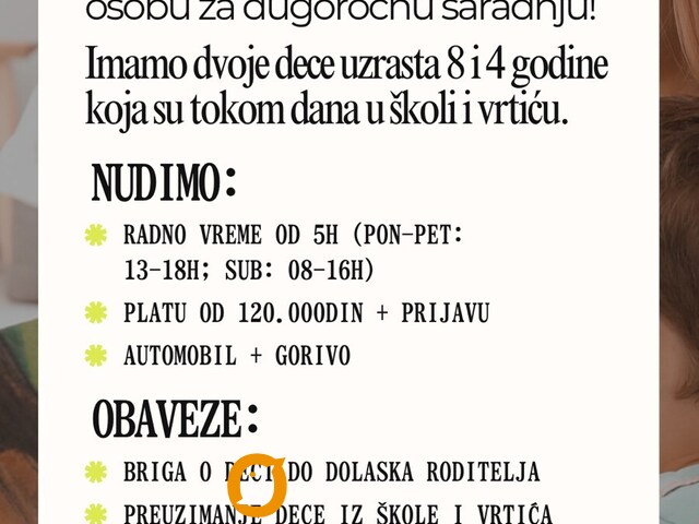 Posao za stalno: Briga o deci 4 i 8 godina