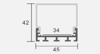 Alu profil 4542 crni za LED traku, PC difuzor, 45x42mm, 2m