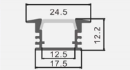 Alu profil 605 crni za LED traku, PC difuzor, 24,5×12,2mm, 2m