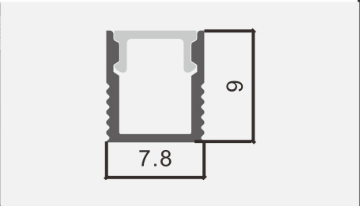 ALUMINIJUMSKI PROFIL 7.8*9 SIVI+PC 7.8x9mm 2m