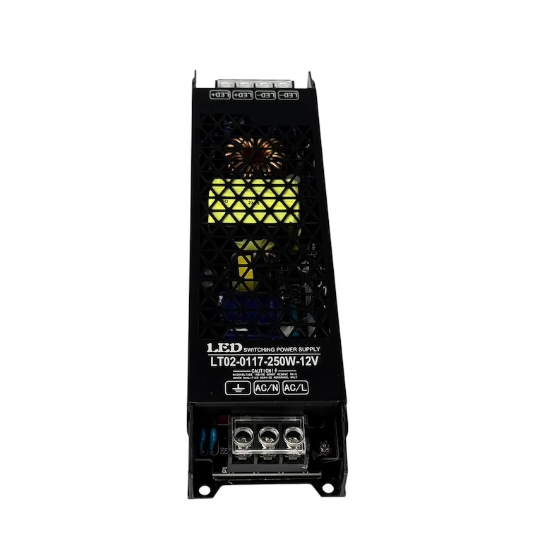 LED napajanje 12V 250W LT02-0117 u crnom kućištu sa ušicama