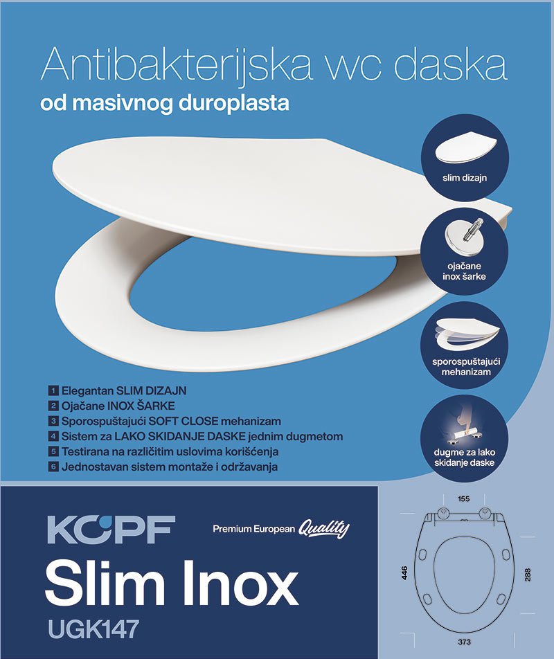 KOPF WC DASKA SLIM INOX SOFT CLOSE UGK147