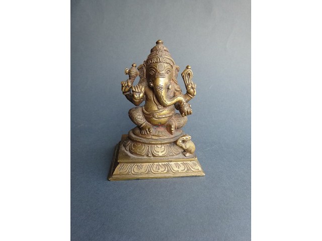 Stara mesingana statua Ganeša (Ganesha) – 11 cm / 750g