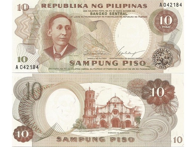 PHILIPPINES Filipini 10 piso ND 1969 UNC