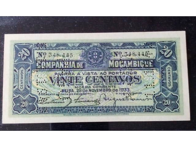 20 centavos,kolonijalni Mozambik,1933,unc.