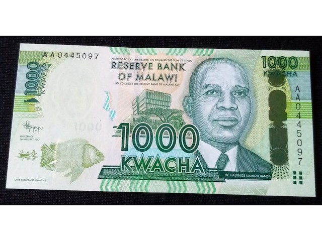 1000 kwacha,Malawi,2012 unc.