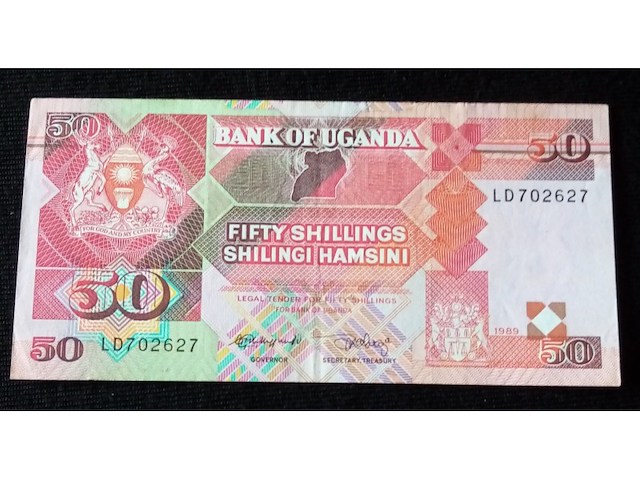 50 shillings,Uganda,1989,xf.