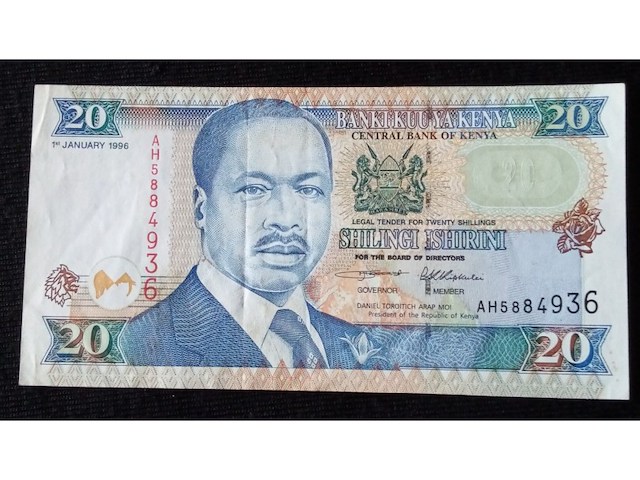 20 shilingi,Kenya,1996,vf/xf.