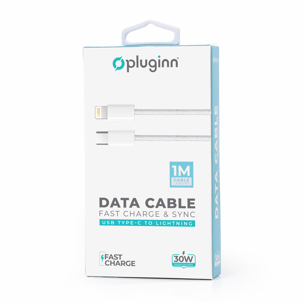 Data kabl Pluginn fast PD 30W Type C na Lightning beli 1m