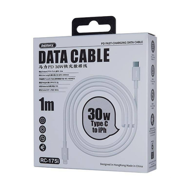 Data kabl REMAX RC-175i PD 30W iPhone Type C na iPhone lightning beli 1m