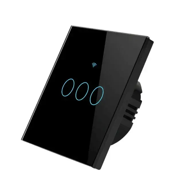 SmartHome Pametni prekidač za svetlo, WiFi, 3 tastera, Crni