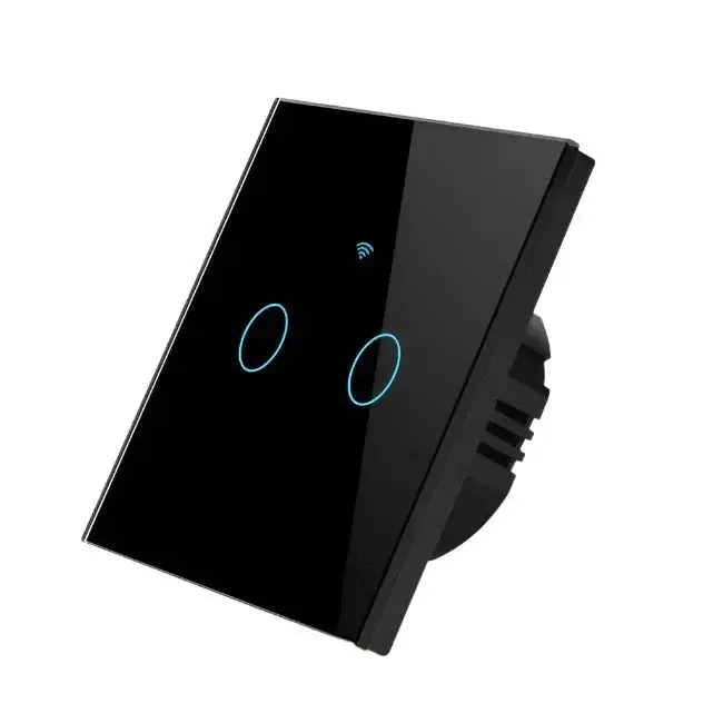 SmartHome Pametni prekidač za svetlo, WiFi, 2 tastera, Crni