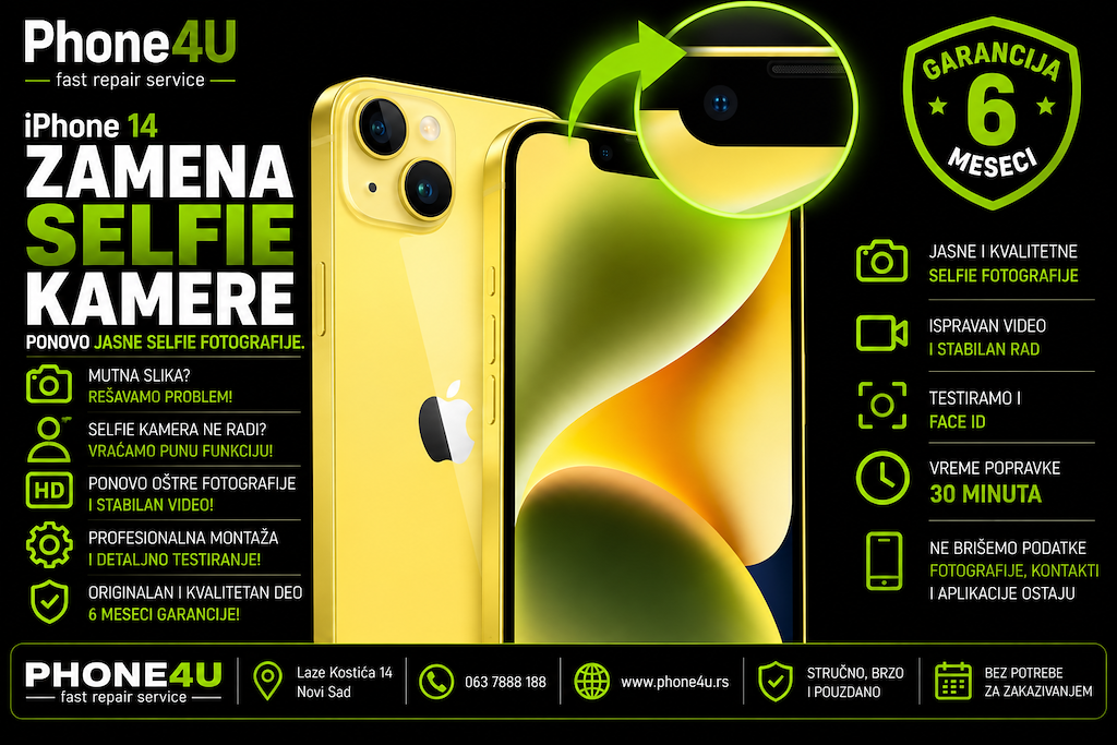 Zamena selfie kamere za iPhone 14 | Phone4U