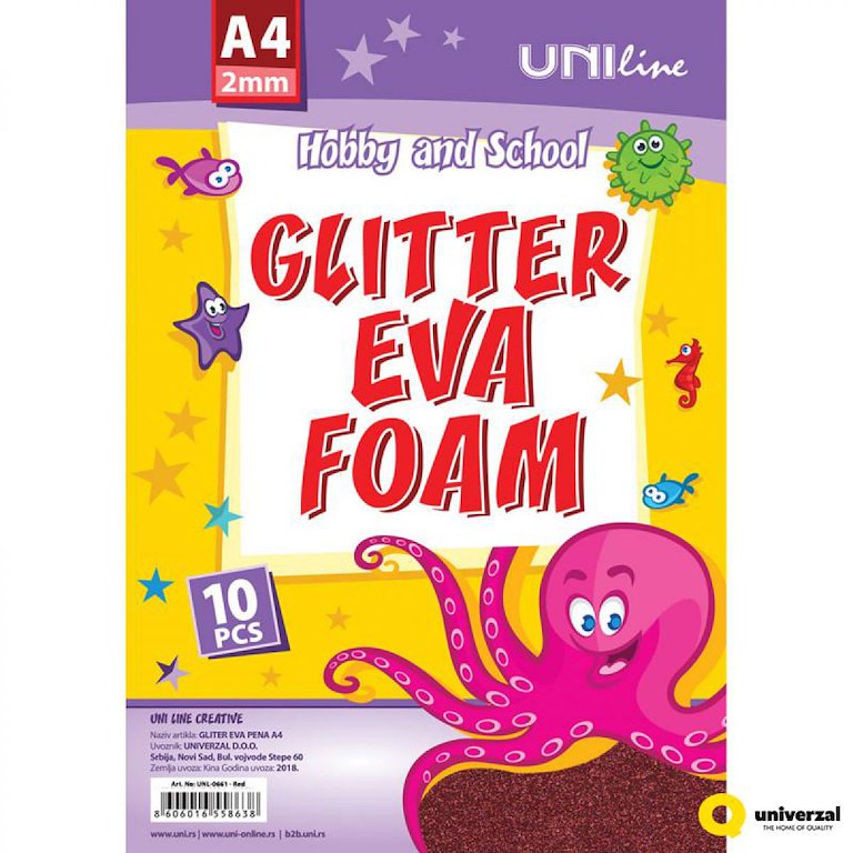 DEKORATIVNA GUMA GLITER A4 10/1 MIX 10 BOJA