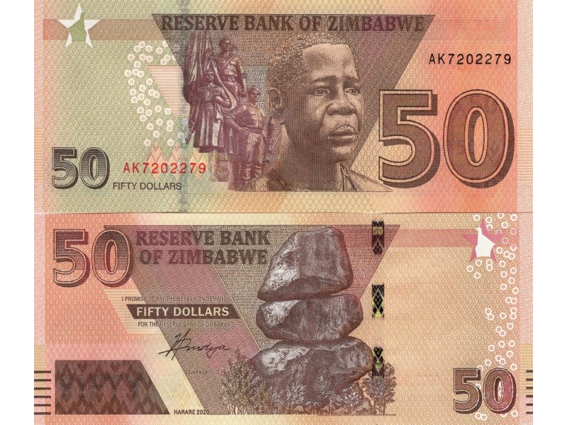 ZIMBABWE 50 Dollars 2020-2021 UNC