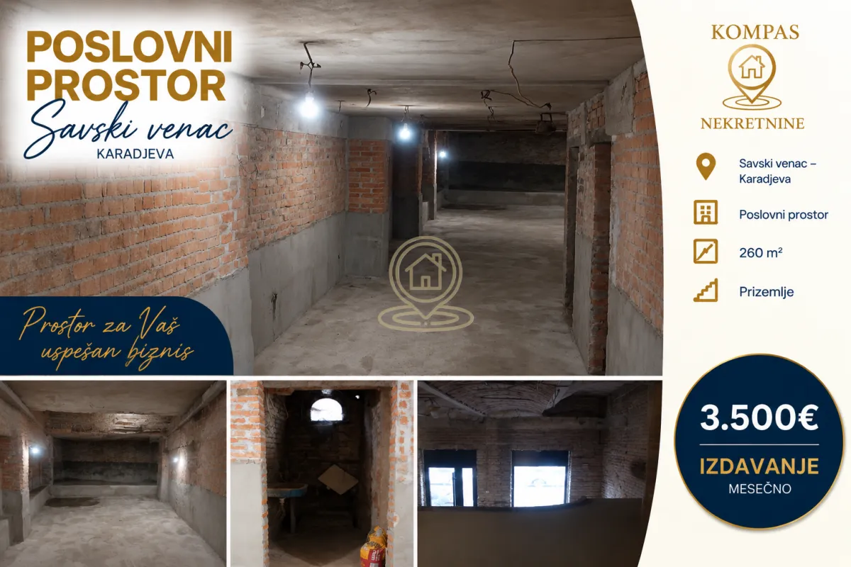Izdavanje, poslovni prostor, 260m², Savski Venac, Beograd