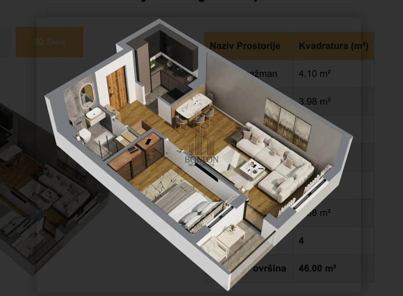 Prodaja, dvosoban stan, 45m², Novi Beograd Sve Podlokacije, Beograd
