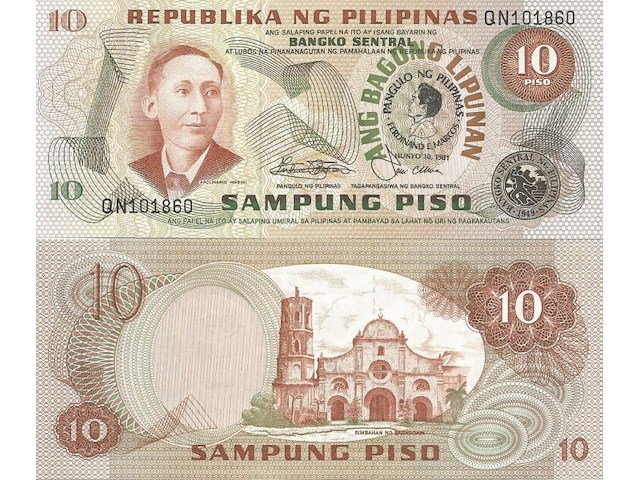 PHILIPPINES Filipini 10 piso 1981 UNC