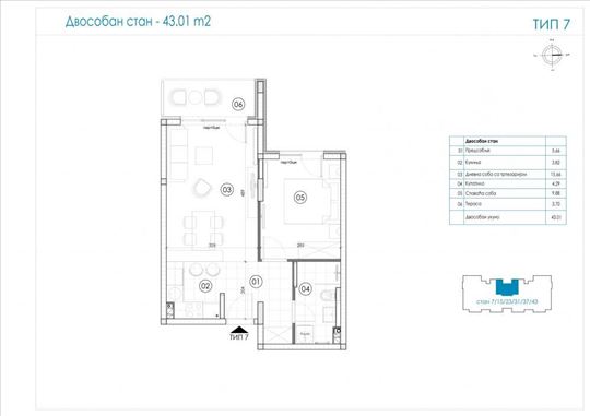 Dvosoban stan 43m2 - Belfortska - Ledine - Lux ID#