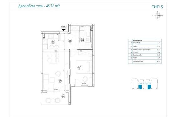 Dvosoban stan 46m2 - Belfortska - Ledine - Lux ID#