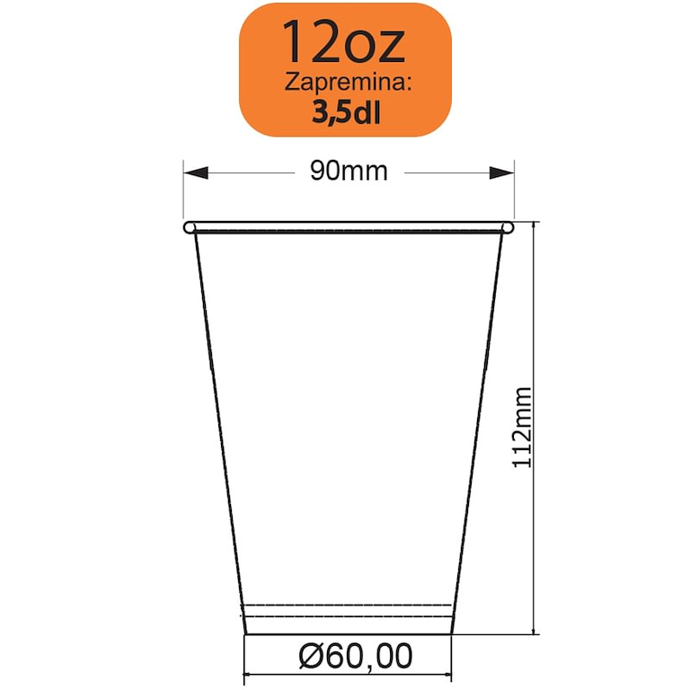 Čaša karton 12oz, 50/1