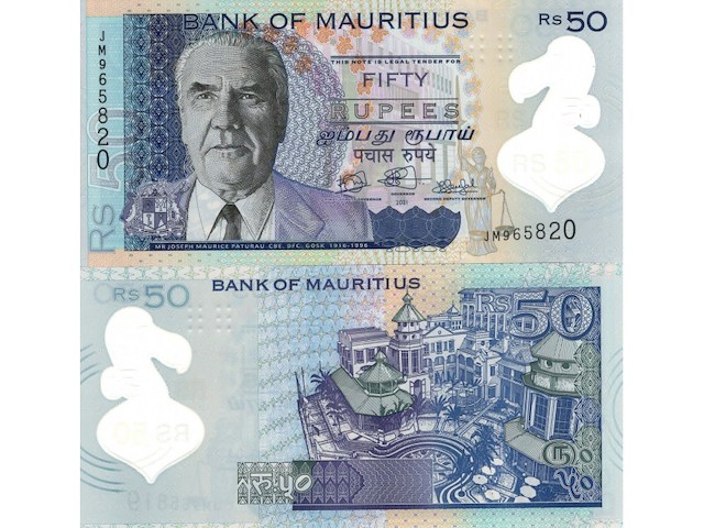 MAURITIUS Mauricijus 50 Rupees 2021 UNC, P-65 Polymer