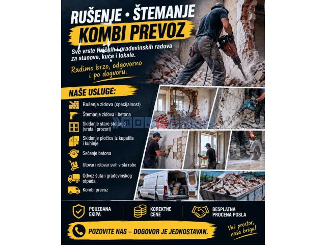 Rušenje • Štemanje • Kombi prevoz