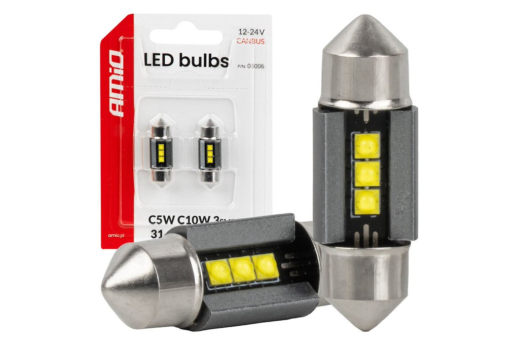 Warning! Translation error [LED CANBUS žarnice 31MM 2525 3SMD bele 12V 24V AMIO-05006] Proizvod meseca