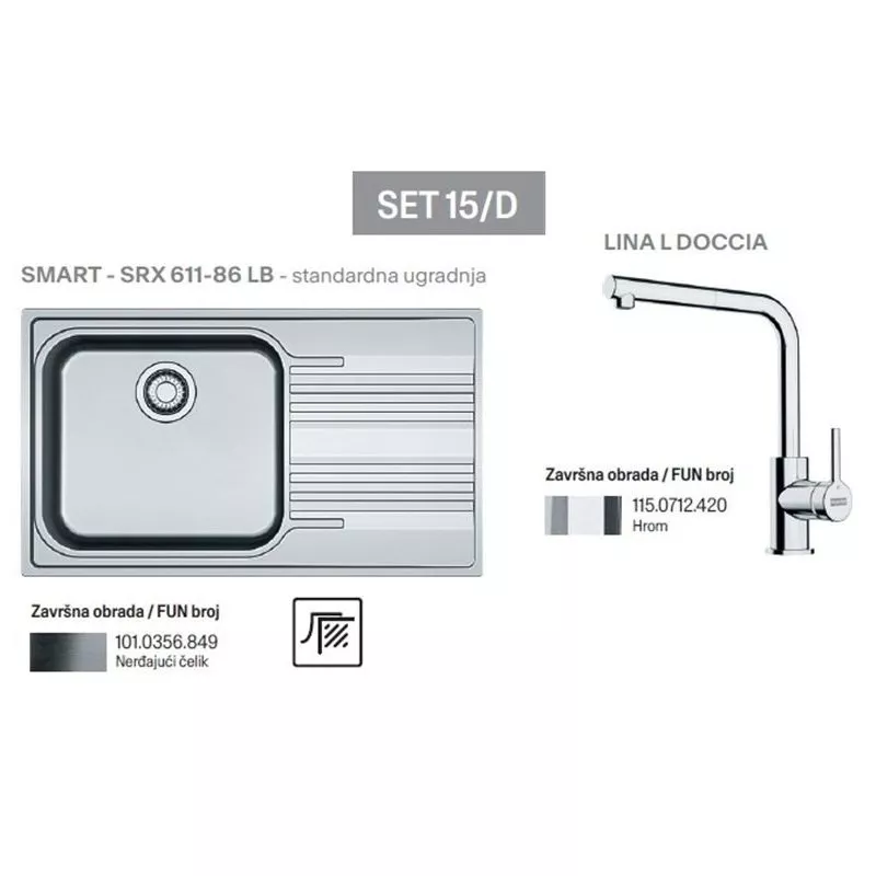 Franke set sudopera SRX 611-86 LB d + slavina Lina L-D