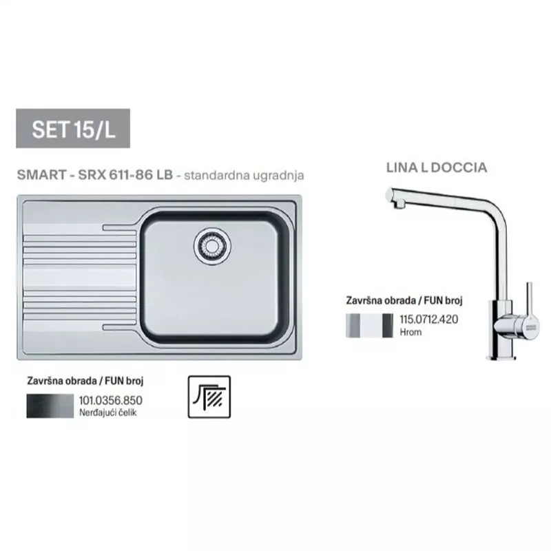 Franke set sudopera SRX 611 86 LB l + slavina Lina L-D