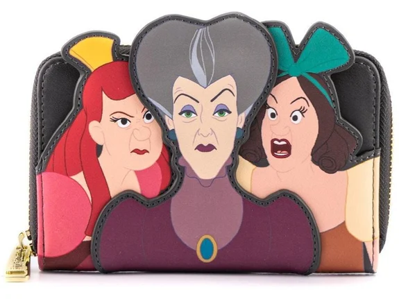 Disney Villains Scene Evil Stepmother Aand Step Sisters Zip Around Wallet
